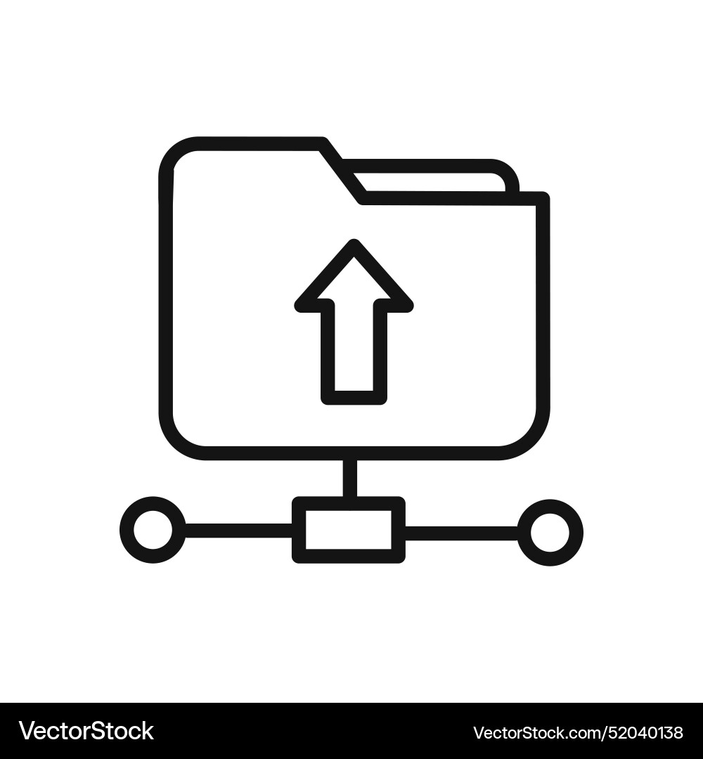 Ftp navigate up icon black and white sign Vector Image