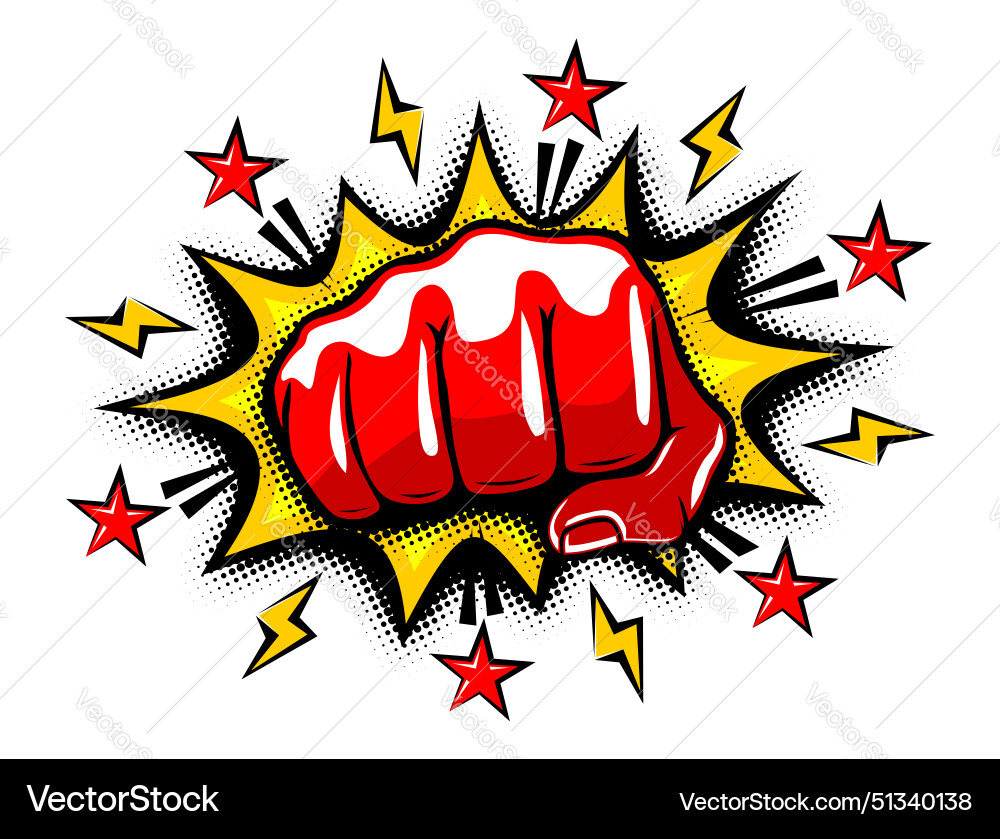 Hit fist in comic style Royalty Free Vector Image