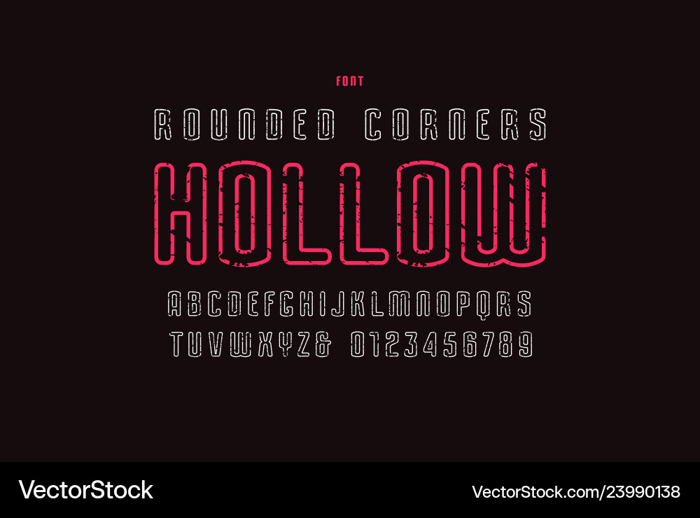 Hollow sans serif font with rounded corners Vector Image