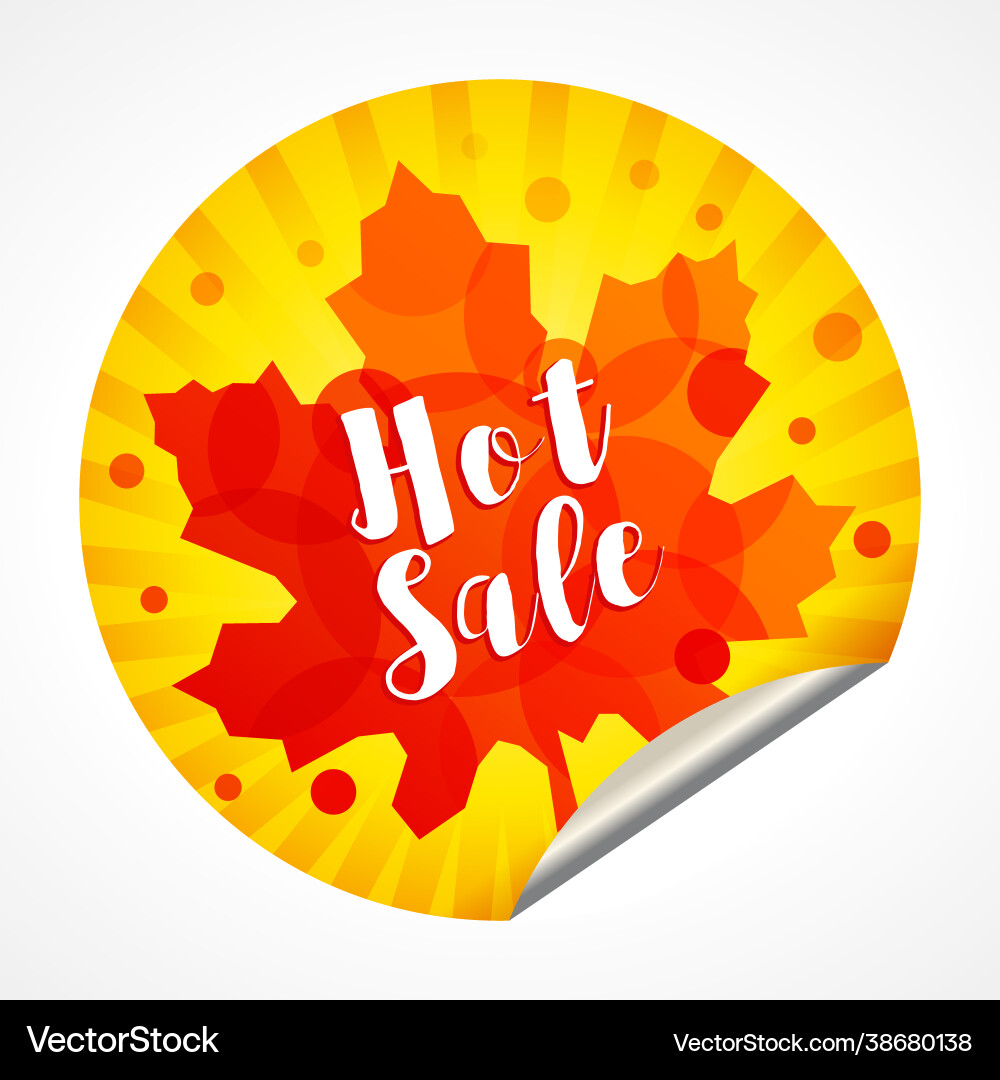 Hot sale red leaf sticker Royalty Free Vector Image