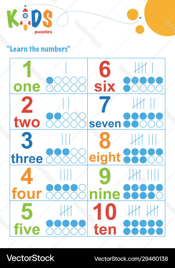 Learning numbers worksheet math easy Royalty Free Vector