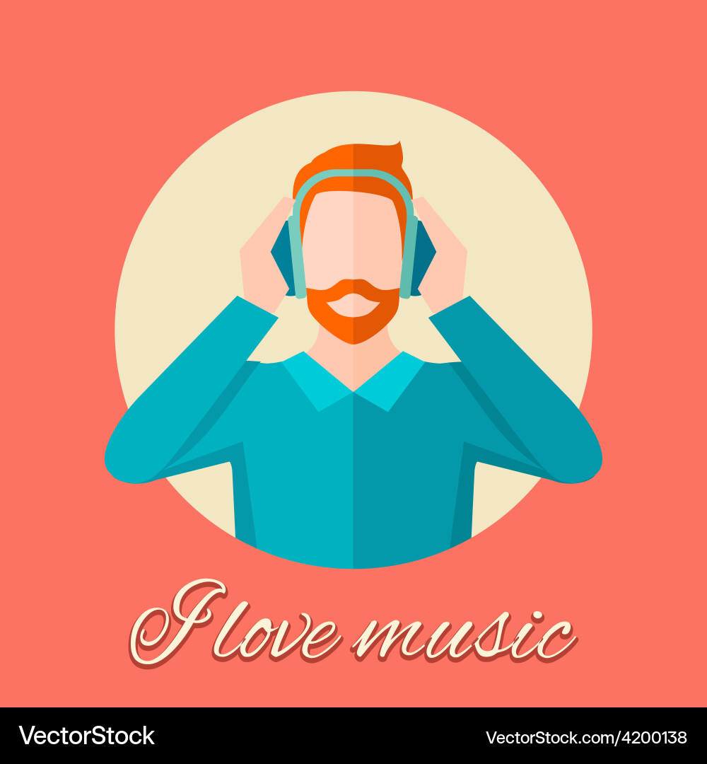 Man listening music Royalty Free Vector Image - VectorStock