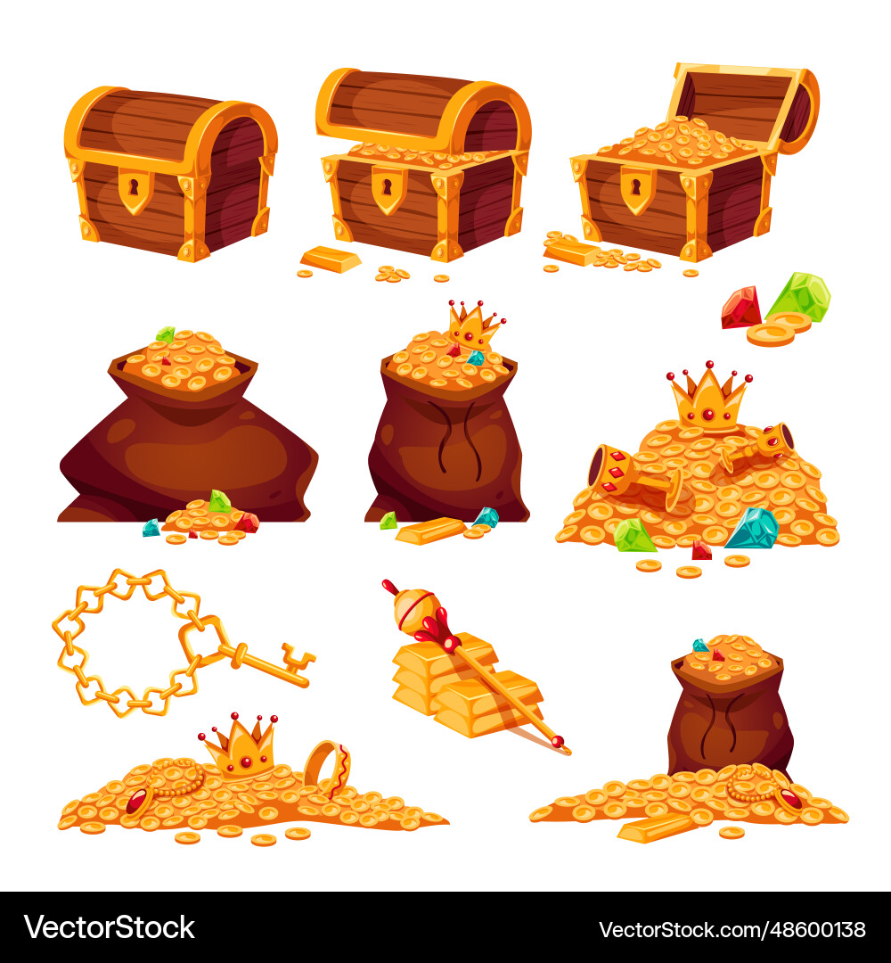 Pirate treasures set Royalty Free Vector Image