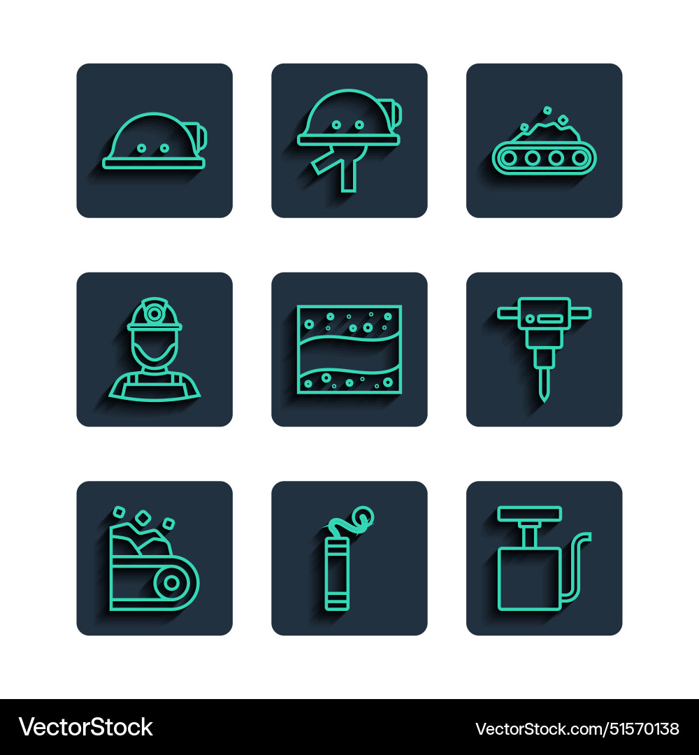 Set line conveyor belt carrying coal dynamite Vector Image