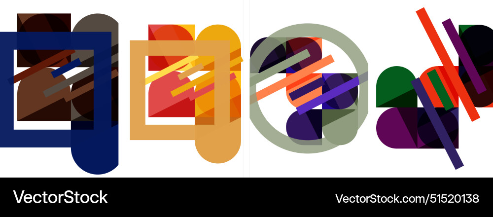 Square and round shape geometric poster set Vector Image