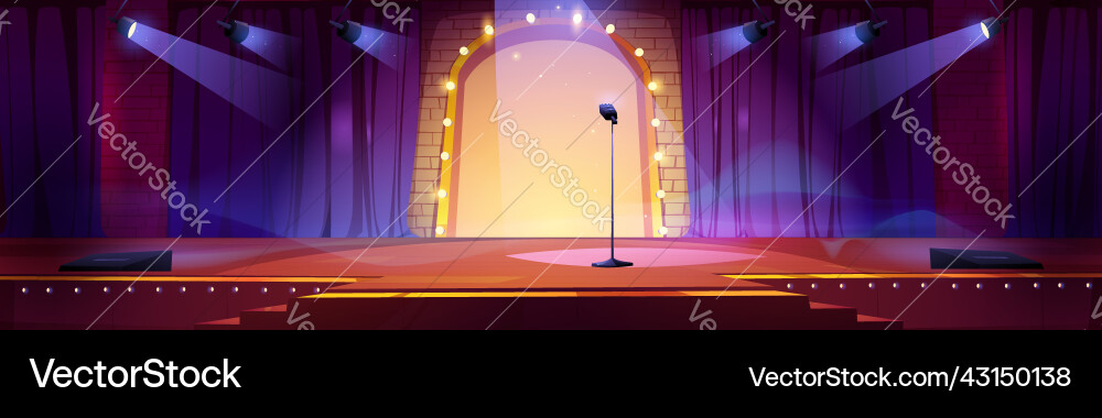 Stage for a show or entertainment with microphone Vector Image