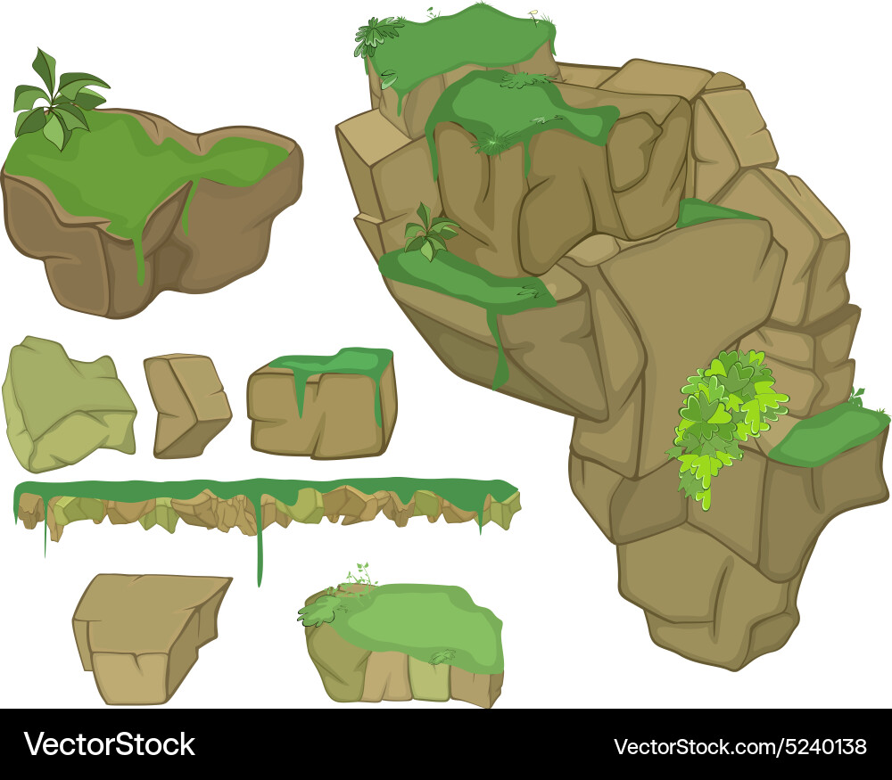 Stones set cartoon for you design Royalty Free Vector Image