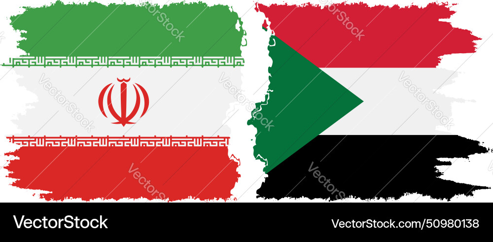 Sudan and iran grunge flags connection Royalty Free Vector
