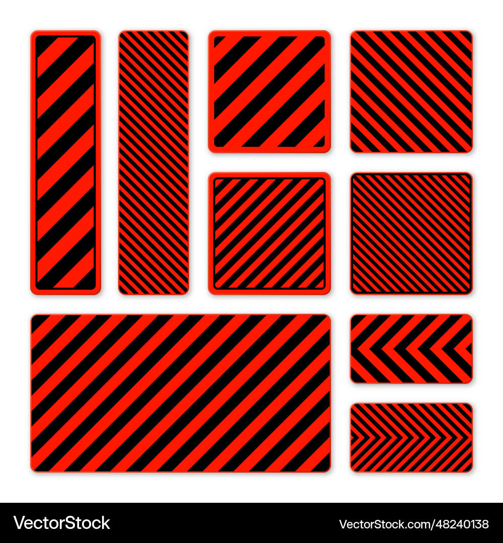 Various black and red warning signs with diagonal Vector Image