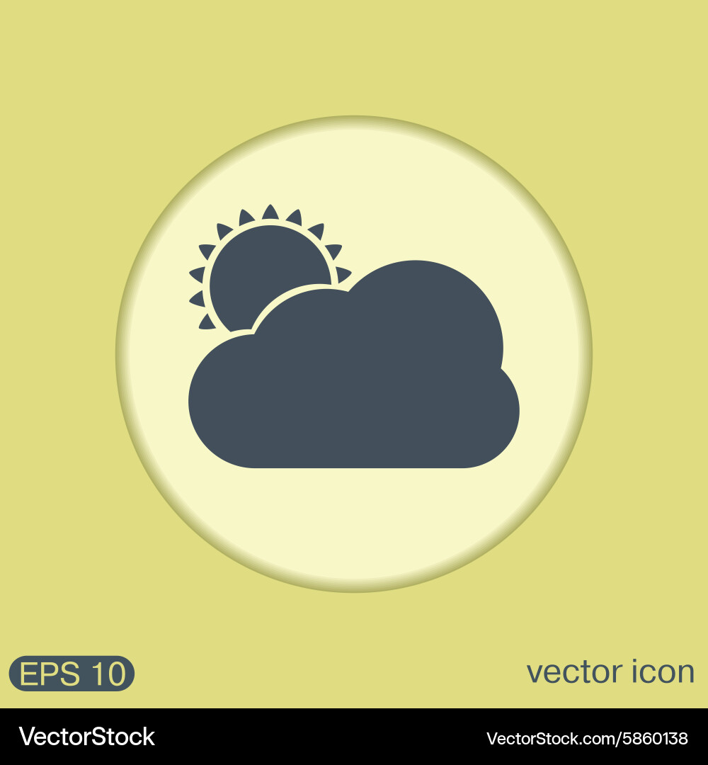 Weather icon sun behind the cloud with rain Vector Image