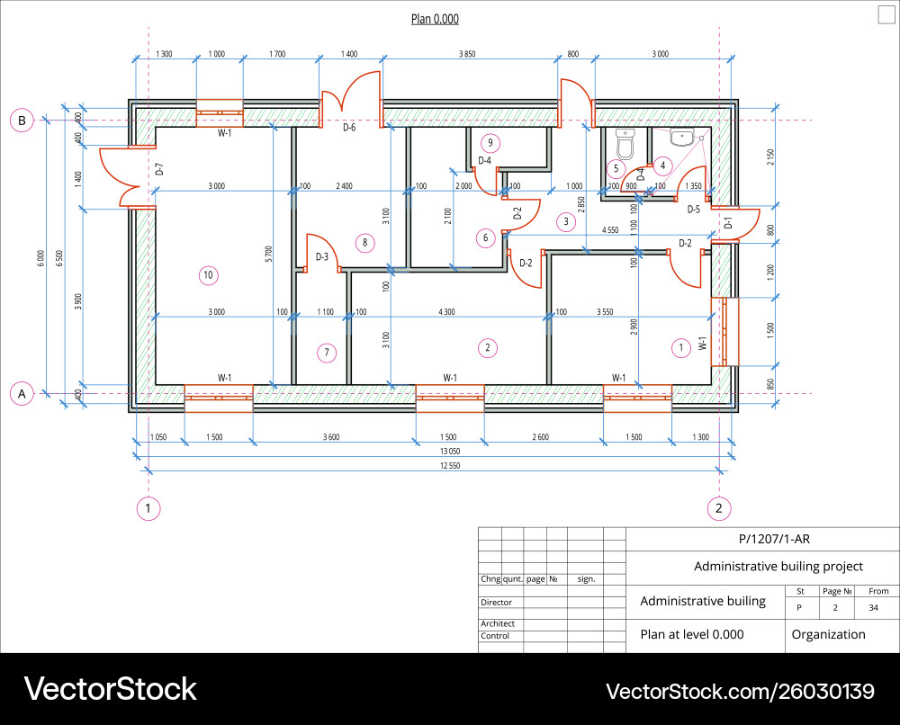 Architectural plan administrative building Vector Image