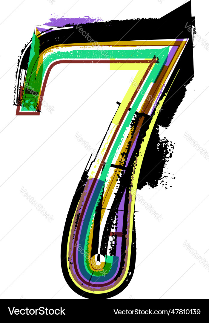 Art sketched fonts number symbols 7 Royalty Free Vector