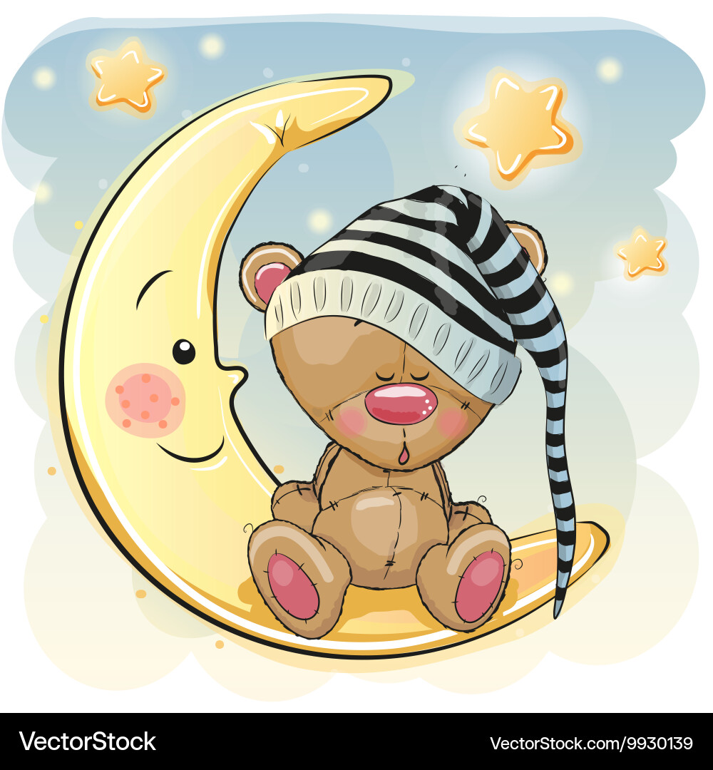 Cute sleeping bear Royalty Free Vector Image - VectorStock