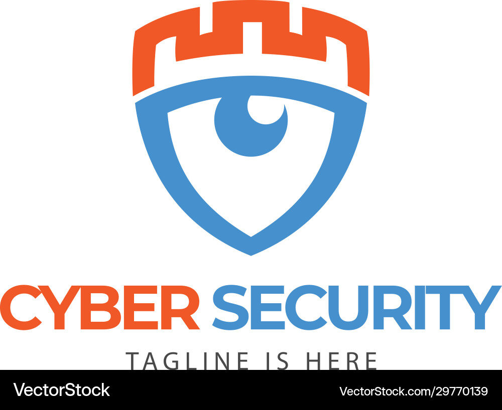 Cyber security shield logo Royalty Free Vector Image