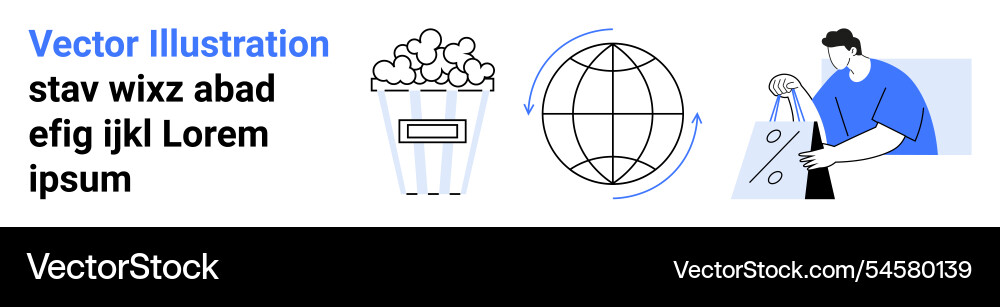 Digital culture elements - popcorn globe Vector Image