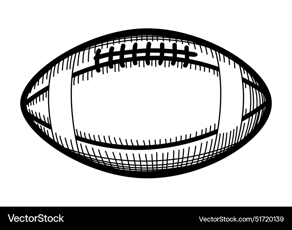 Doodle line art rugby ball Royalty Free Vector Image