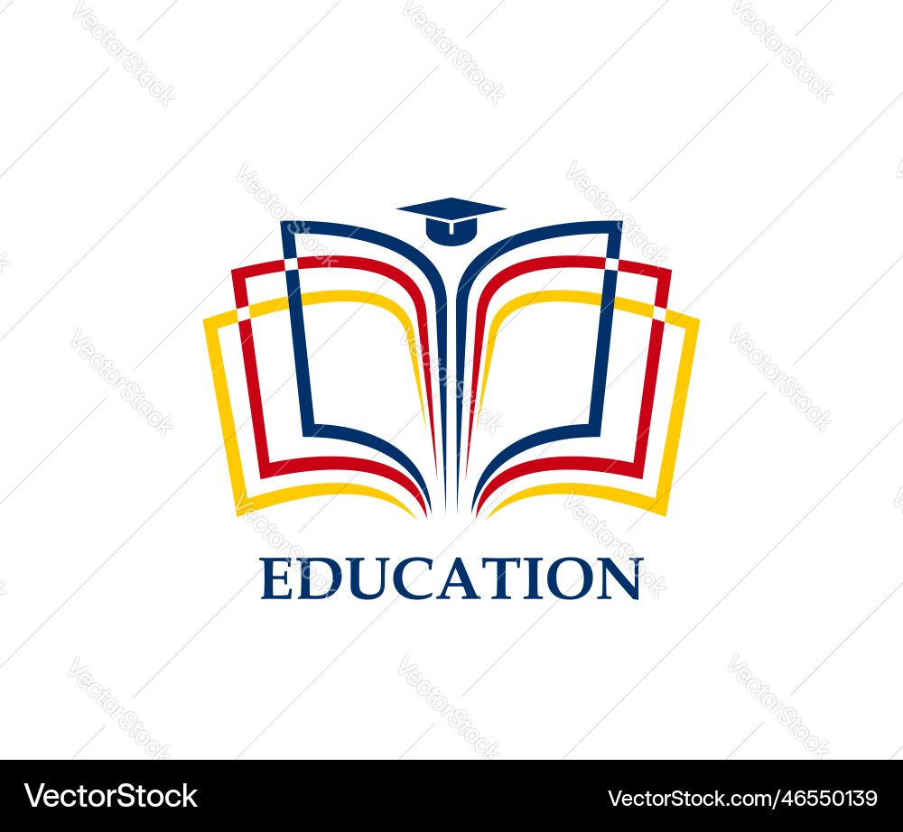 Education book icon with student cap library Vector Image