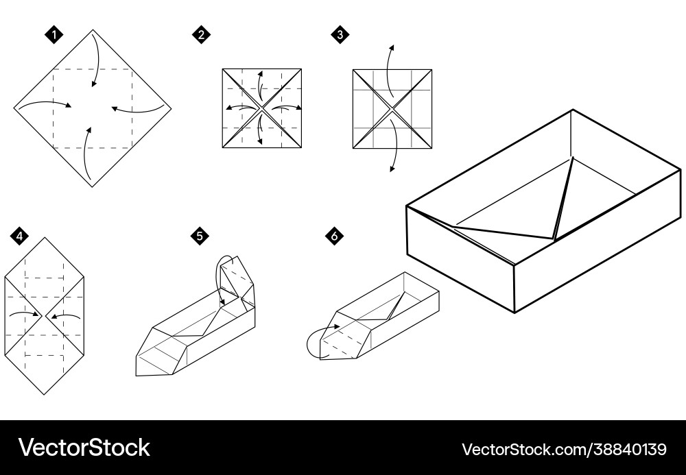 How to make origami box monochrome instructions Vector Image
