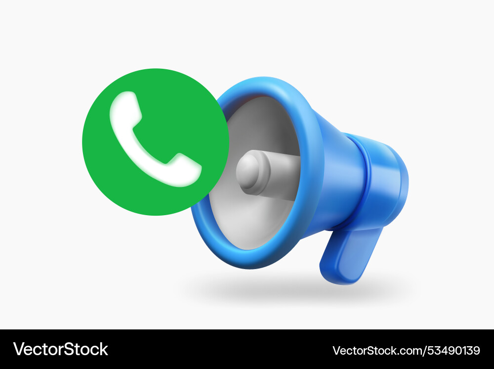 Loudspeaker with telephone call icon 3d Royalty Free Vector