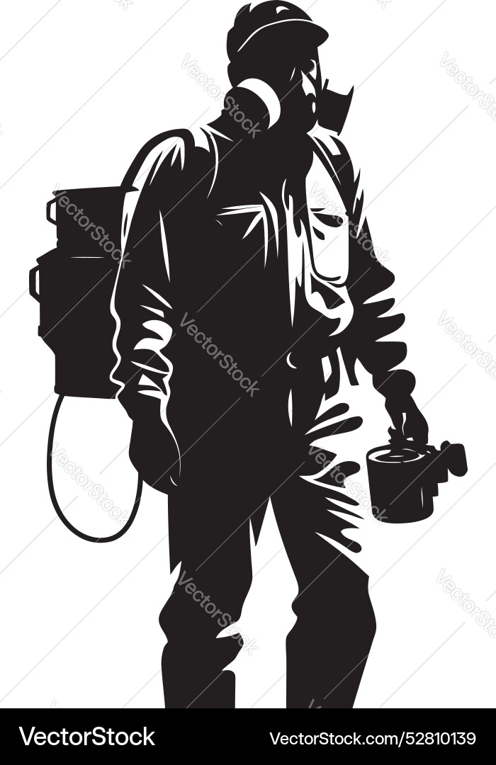 Pest purge fumigating man logo bug buster icon Vector Image