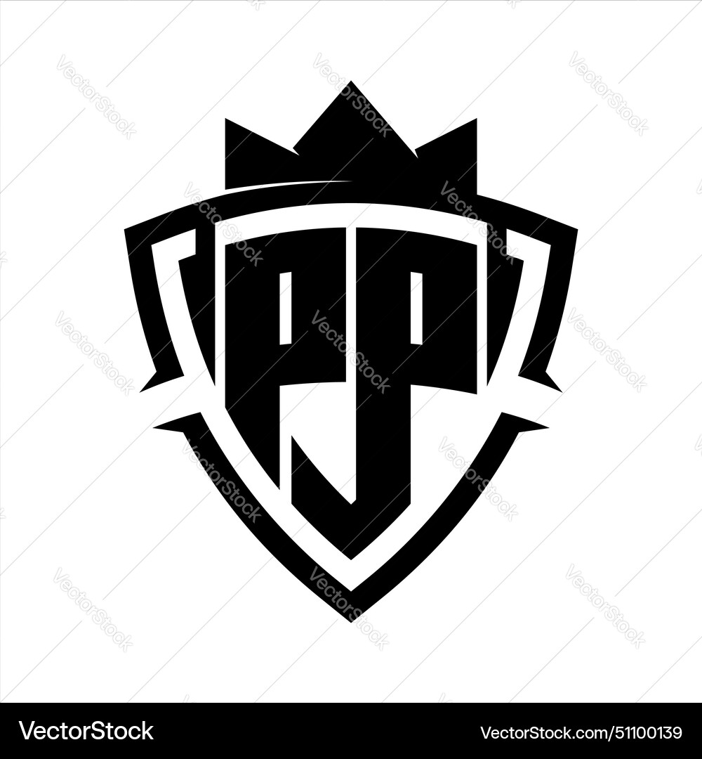 Pp letter bold monogram triangle curve shield Vector Image
