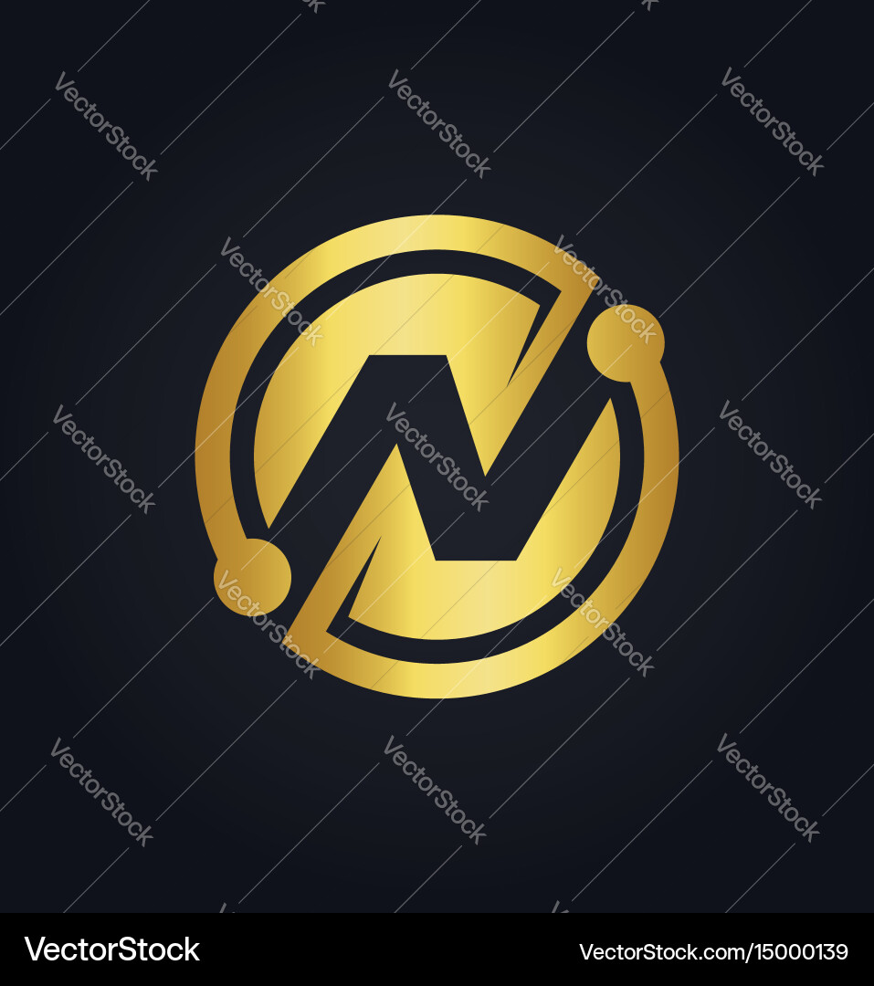 Round abstract gold letter n logo Royalty Free Vector Image