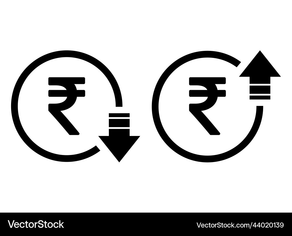 Set of cost symbol rupee increase and decrease Vector Image