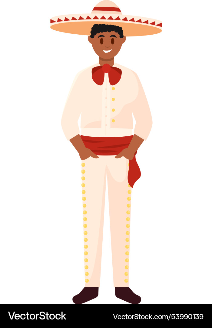 Smiling mexican man in white charro suit with Vector Image
