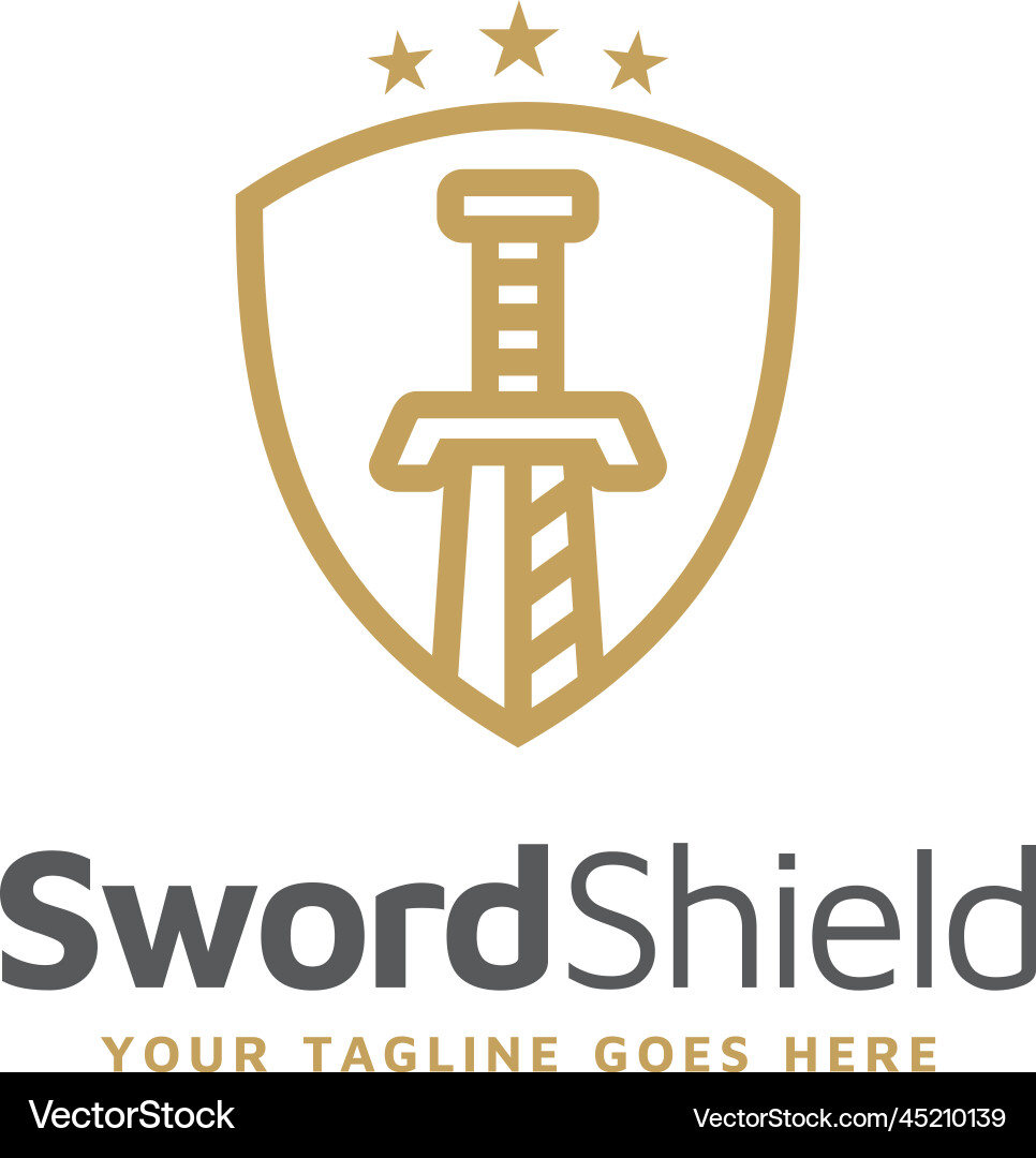 Sword shield armor secure protect guard logo Vector Image