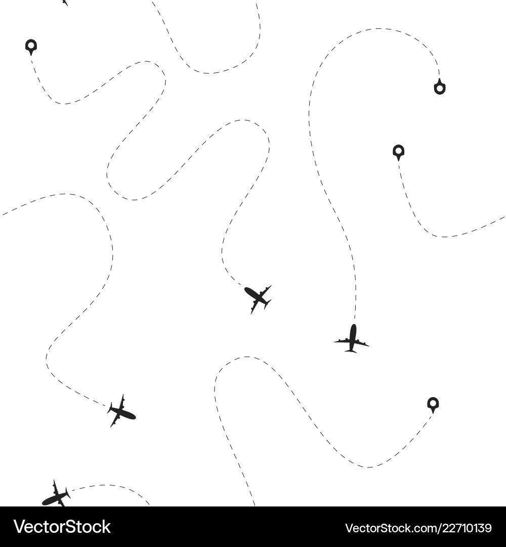 Travel concept texture airplane with dotted Vector Image