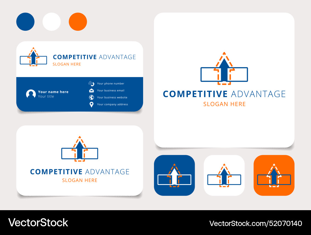 Business card design featuring a blue and orange Vector Image