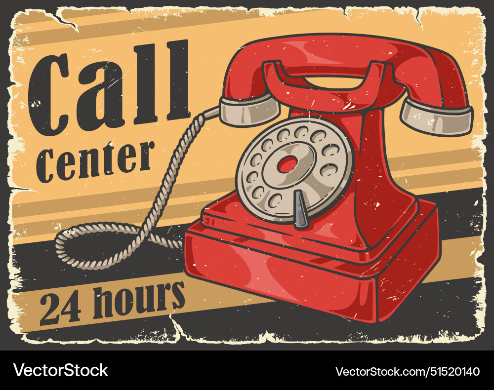 Call center colorful vintage sticker Royalty Free Vector