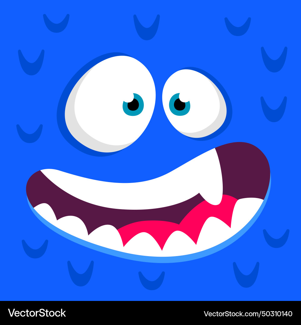 Cartoon square monster face Royalty Free Vector Image