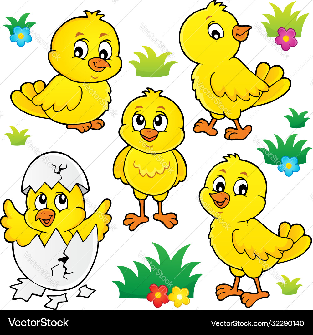 Cute chickens topic set 1 Royalty Free Vector Image