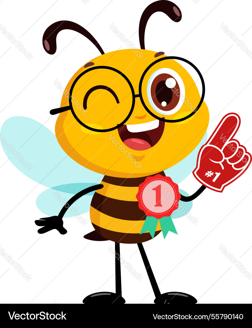 Cute school bee cartoon character Royalty Free Vector Image