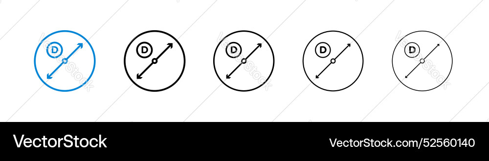 Diameter icon set on white background Royalty Free Vector
