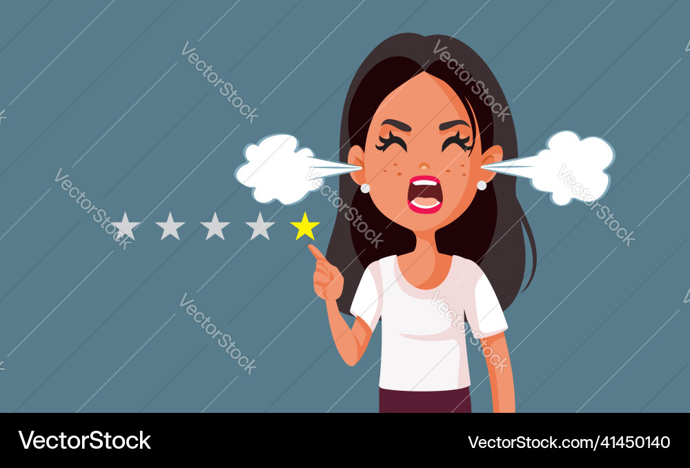 Furious customer giving one star review cartoon Vector Image