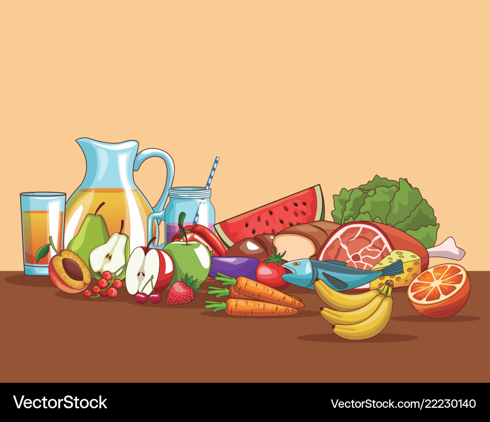 Healthy food cartoon Royalty Free Vector Image