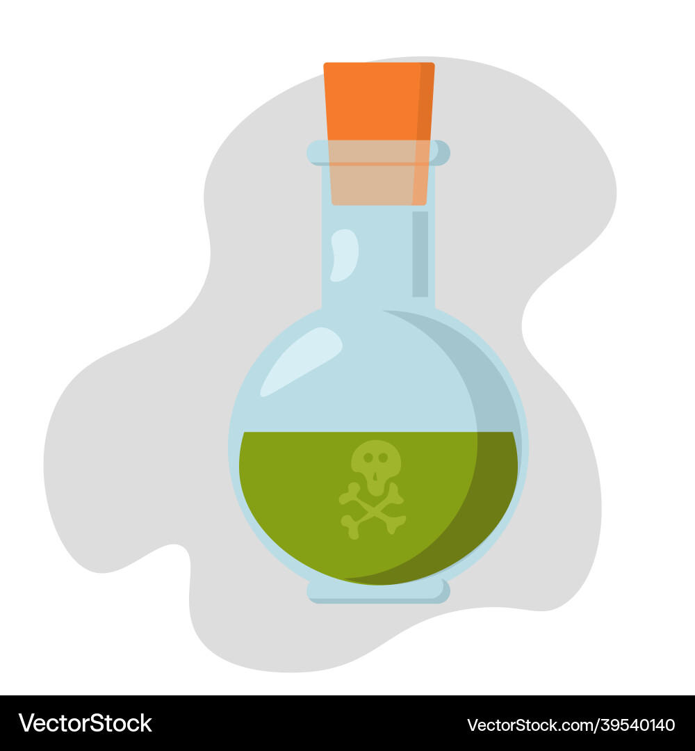 Poison in cartoon style flask with cork Royalty Free Vector
