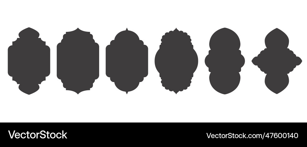 Ramadan frame shape islamic window and door icons Vector Image