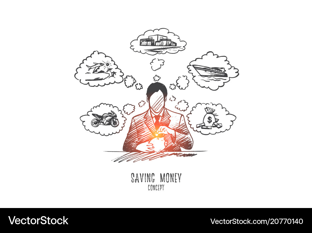 Saving money concept hand drawn isolated Vector Image