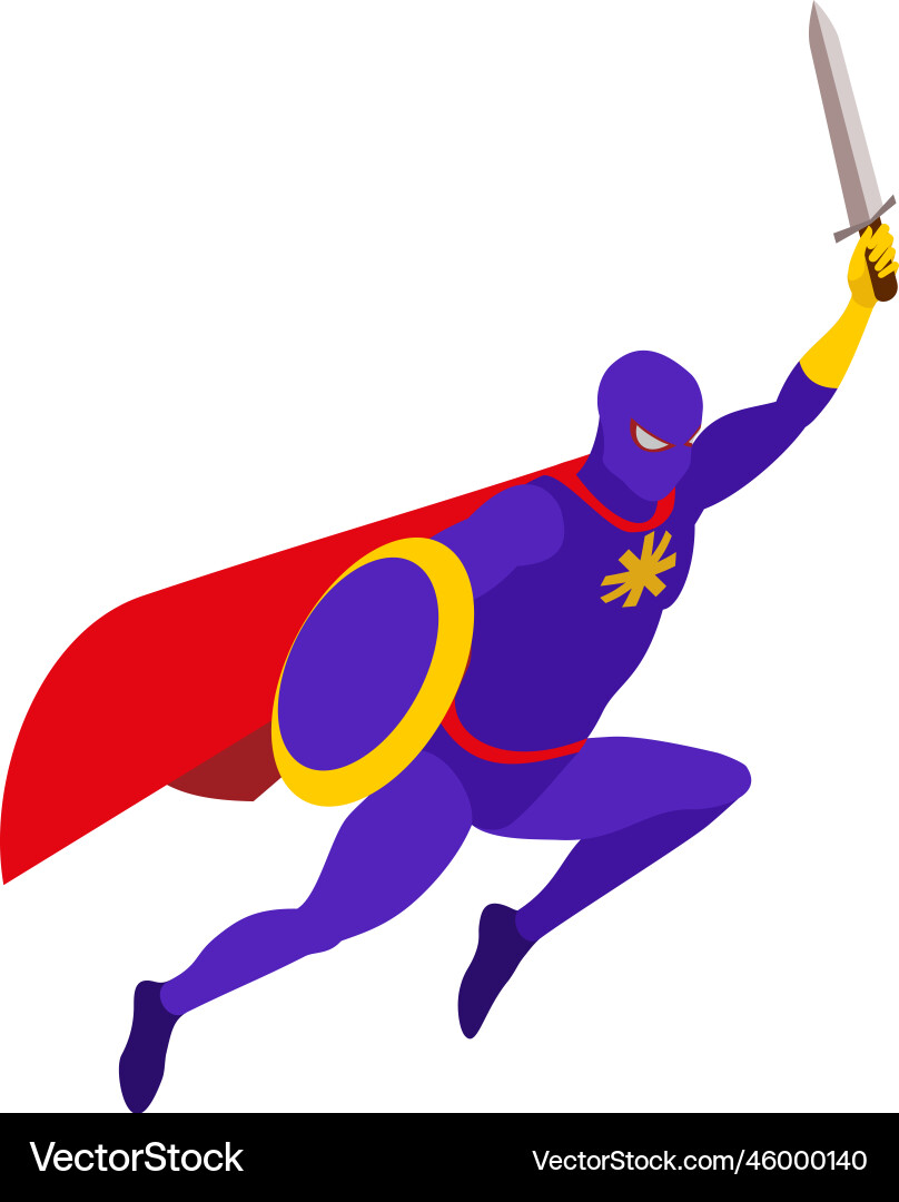 Superhero flying warrior composition Royalty Free Vector