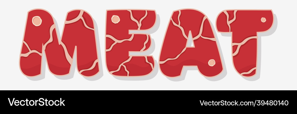 Word meat logo stylized as a piece Royalty Free Vector Image