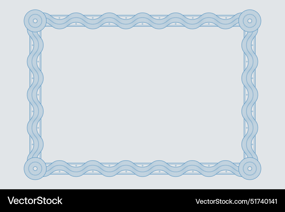 Blue certificate frame with waves and circles Vector Image