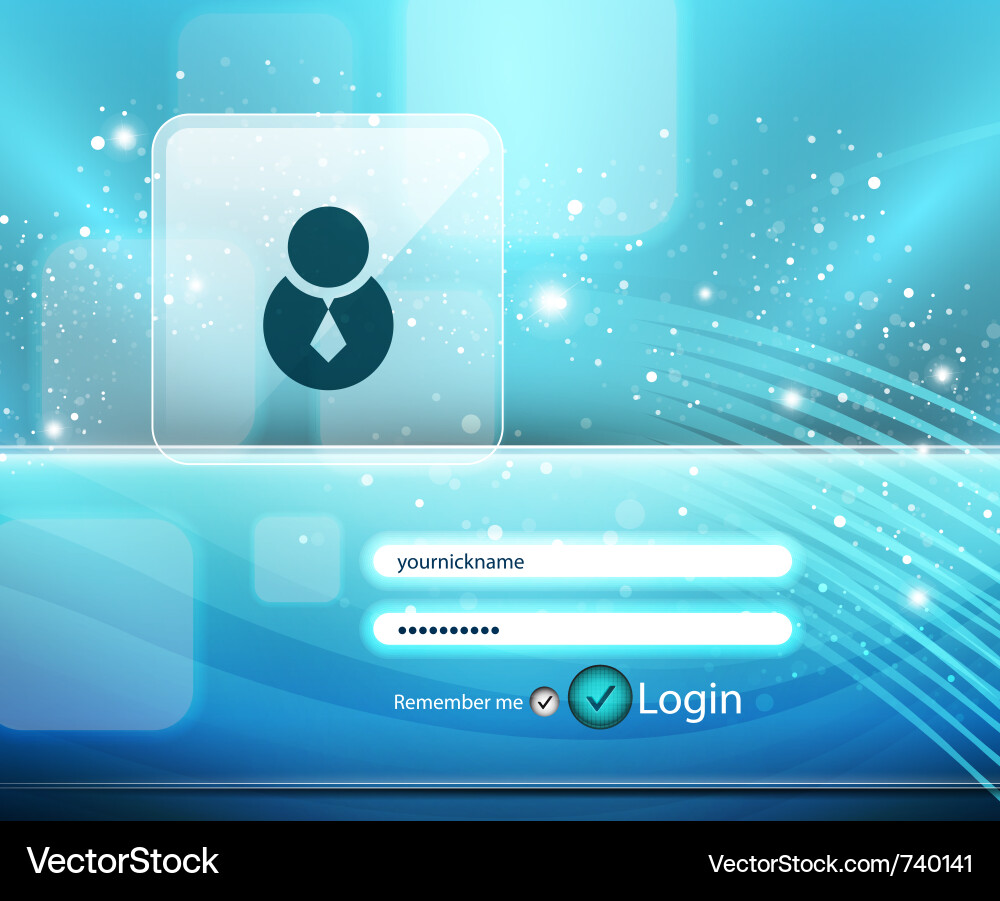 Blue login page Royalty Free Vector Image - VectorStock