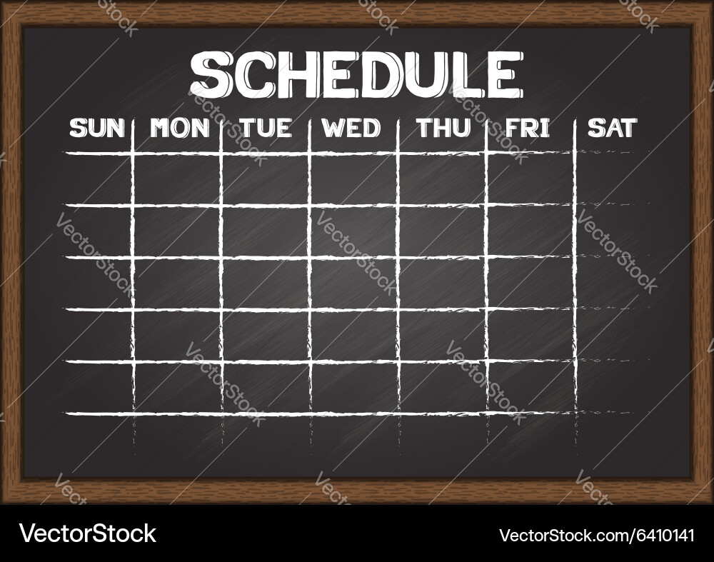 Chalkboard schedule document template Royalty Free Vector