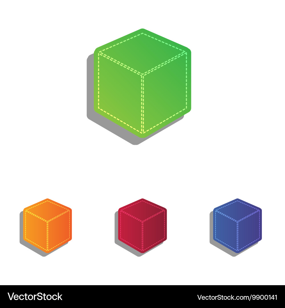 Cube sign colorful applique icons Royalty Free Vector Image