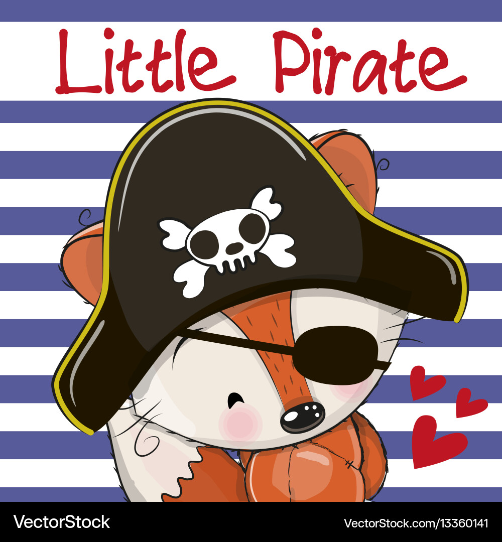 Cute Fox Pirate Cartoon Royalty Free Vector Image