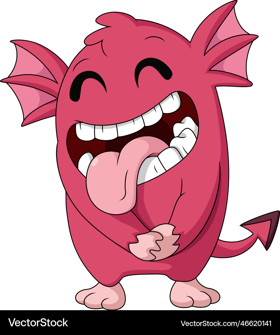 Cute pink monster cartoon on white background Vector Image