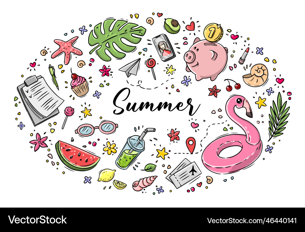 Doodle summer collection Royalty Free Vector Image
